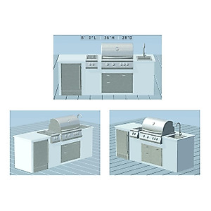 AMS Fireplace | Summerset Sizzler Pro 32" Built-in Liquid Propane Grill Package-3 | Double Side Burner | 3-Drawers & Access Door Combo | Stainless Steel Drop-in Sink & Hot/Cold Faucet, and More