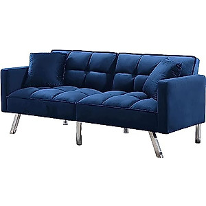 Tufted Upholstered Futon Sofa Daybed Modern Convertible Loveseat Sofa & Couch Soft Convenient Nap Sleeper Couch Bed for Home Office Apartment Furniture Sets