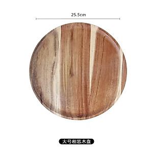 9.84" Wood Bathroom Vanity Tray Round Jewelry Storage, Rustic Farmhouse Coffee Table Decor, Circle Wooden Serving Tray, Walnut.
