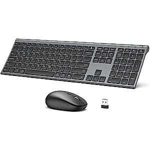 iClever DK03 Bluetooth Keyboard and Mouse, Rechargeable Dual-Mode (Bluetooth 4.2 + 2.4G) Wireless Keyboard and Mouse Combo, Ultra-Slim Multi-Device Keyboard for Mac, iPad, Apple, Android, Windows