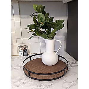 12" Wood Lazy Susan,Wooden Lazy Susan Organizer Display Stand,Turntable 360 Degrees Rotating Table Decor,Round Lazy Susan for Countertop Cabinet or Dining Table,Farmhouse Table Decor.(Brown)
