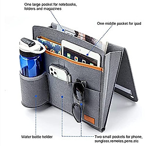 Bedside Caddy Hanging Bed Organizer Storage Bag Pocket for Bunk and Hospital Beds, College Dorm Rooms Baby Bed Rails,Camp (Gray)