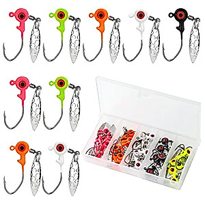 SAVITA 25pcs Fishing Jig Heads 1/32oz with Plastic Case, High-Carbon Steel Fishing Jig Hooks Jighead Hooks Crappie Jigs for Bass Freshwater and Saltwater Fishing Lovers (5 Colors)