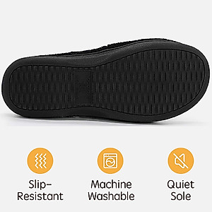 RockDove Men's Adjustable Wrap Memory Foam Slide Slipper, Size 11-12 US Men, Black