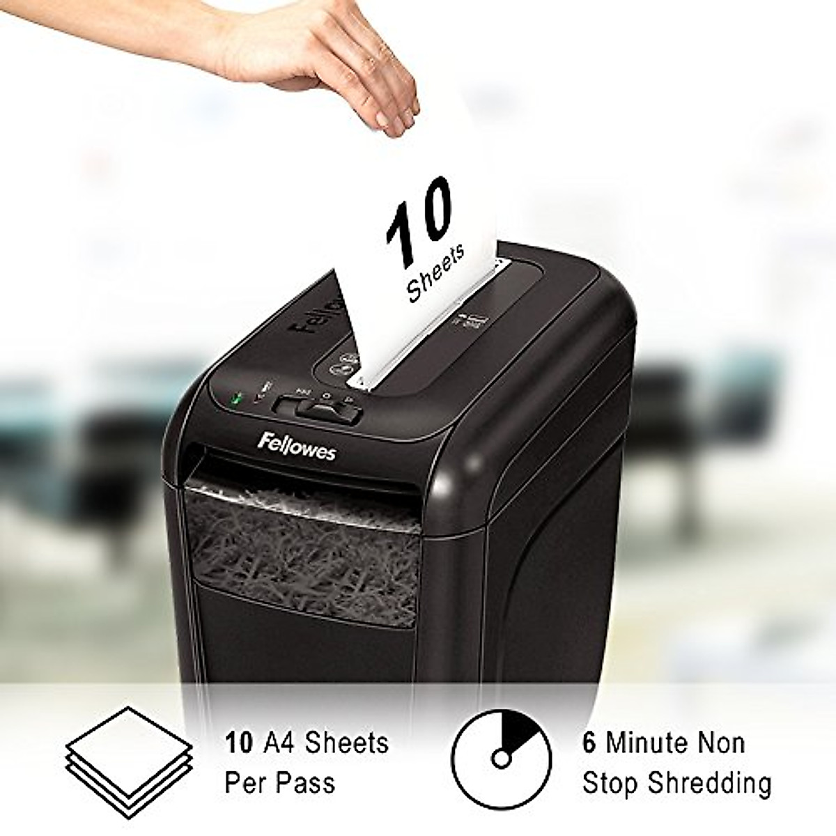 Fellowes Powershred 60Cs 10-Sheet Cross-Cut Paper and Credit Card Shredder with SafeSense Technology (4606001)