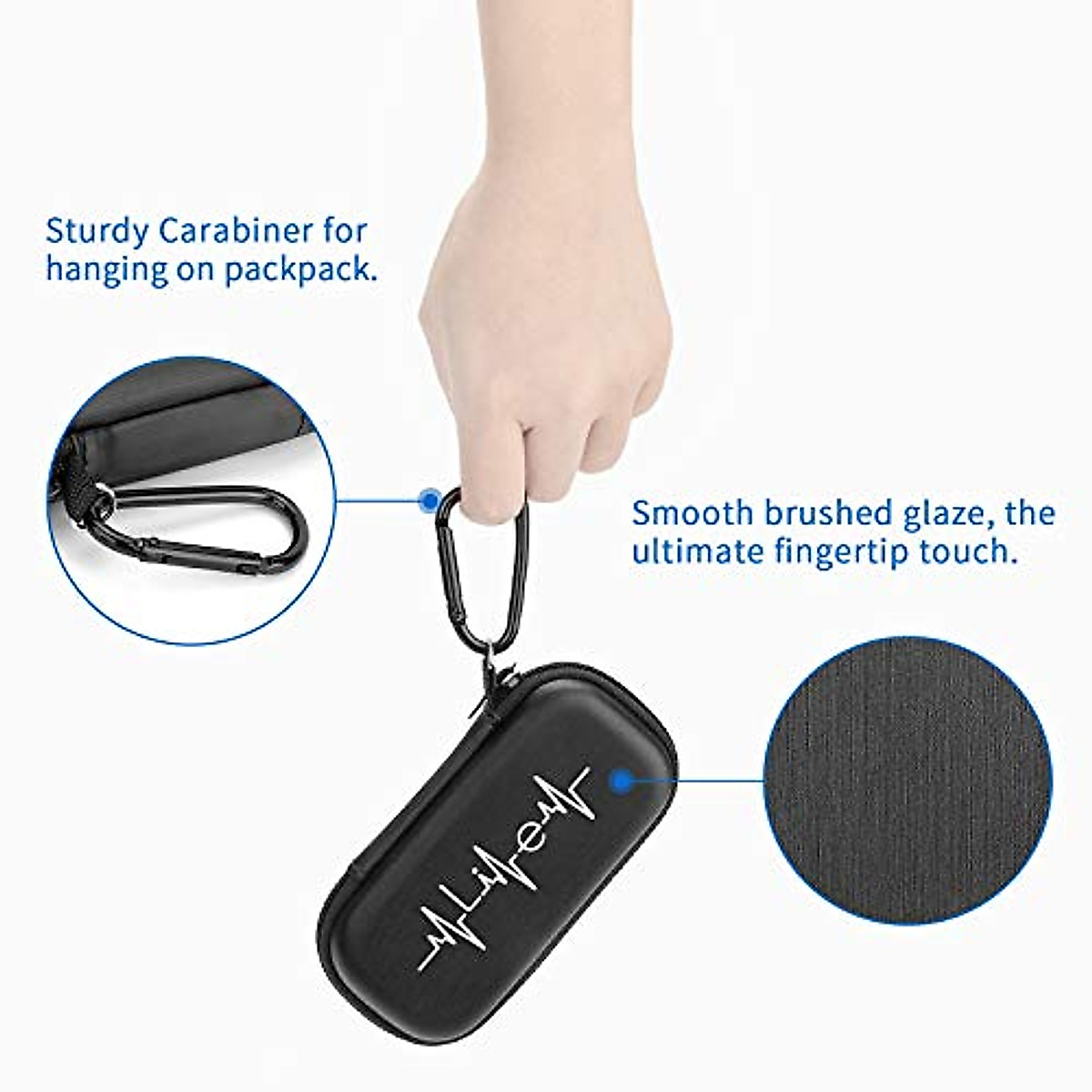 YINKE Case for AliveCor Kardia Mobile Heart Monitor EKG/Wireless 6-Lead EKG, Travel Case Protective Cover Storage Bag (Black)