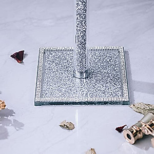 Paper Towel Roll Holder Countertop, Stand Tissue Holder, Freestanding Holder Fit for 11 Inches Paper Towel, Filled with Sparkly Crystal Crushed Diamonds for Kitchen/Bathroom/Bedroom/Office (Silver)