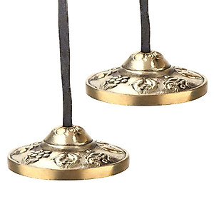 Tibetan Meditation Bell Handcrafted Copper Tibetan Meditation Copper Bell Embossed Tibetan Yoga Meditation Yoga Bell with with Buddhist The Eight Auspicious Symbols(#1)