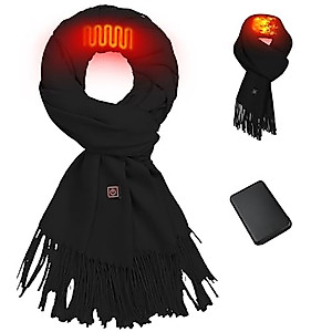 Qdreclod Electric Heated Scarf for Women Men Rechargeable Winter Scarf with Battery Long Shawl Christmas Warm Gifts for Women