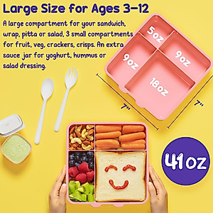 Fimibuke Kids Bento Snack Lunch Box with 4 Compartment, Insulated lunch Bag, Stainless Steel Vacuum Thermos Food Jar, Ice Pack, Utensils Set, Birthday Gift for Age 3-12 Back to School Toddler Girl Boy