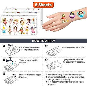 Fairy Temporary Tattoos Sticker for Kids 8 Sheet (93 Pcs) Fairy Themed Birthday Party Decorations Supplies Favors Gifts Ideas for Girls Boys Baby Showers Cute Fake Tattoo Classroom Reward Christmas