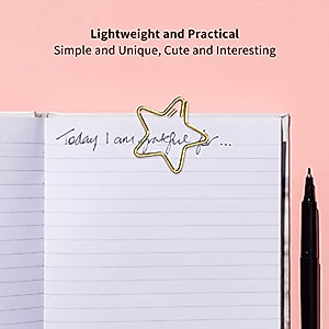 40Pcs Cute Paper Clips, Gold Paper Clips Star Shaped Paper Clip Fun Paper Clips Small Paper Clips Mini Bookmark Clips with 2 Clear Boxes