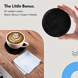 LAMOTI Leather Desk Organizer with a 4" Coaster, Large Capacity 5 Compartments Desktop Unifier, Handcrafted (Black)