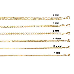 Barzel Mariner Chain Necklace for Women, 18K Gold Plated Mariner Chain (20 Inches, 3MM Gold)