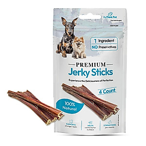 ReThink Pet Dog Jerky Treats Made in USA Only, Natural Beef Jerky, Long-Lasting Jerky Dog Treats for Pet's Dental Hygiene, All-Natural Dog Treats, 4-Pc Chew Sticks for Dogs, Dog Jerky Treats