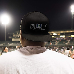 Speedy Pros Snapback Hats for Men & Women Guatemala Flag Embroidery Acrylic Flat Bill Baseball Cap Black