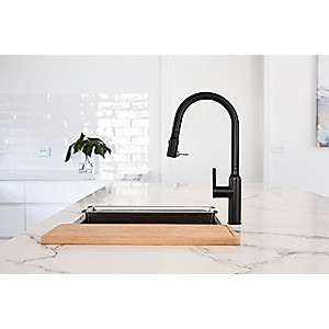 AguaStella AS81MB Matte Black Kitchen Sink Faucet with Pull Down Sprayer Single Handle High Arc