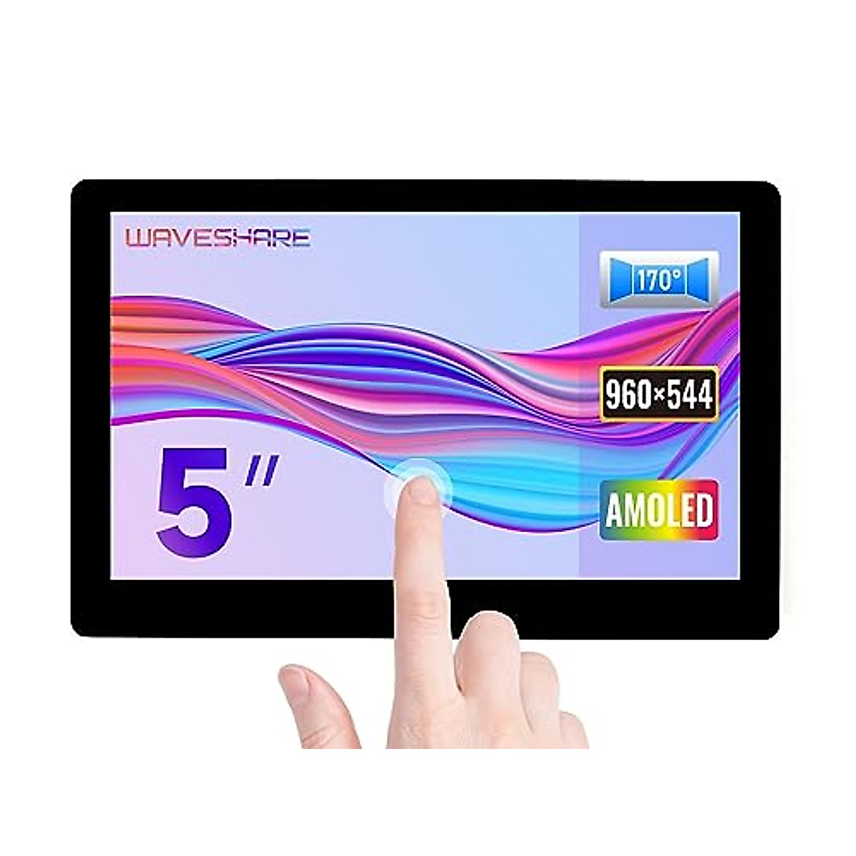 waveshare 5inch Capacitive Touch AMOLED Display Compatible with Raspberry Pi 5/4B/3B+/3A+/2B/B+/A+/Zero/Zero W/WH/Zero 2W CM3+/4 960×544 Resolution HDMI Optical Bonding Supports Jetson Nano/Windows