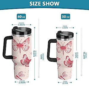 FRCSDIY Beautiful Butterfly Insulated Tumbler with Handle and Straw Lid,30oz Leakproof Stainless Steel Cup BPA-Free Water Bottle