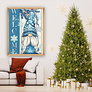 Demonwer Winter Gnome Diamond Painting Kits for Adults Christmas Diamond Art Kits for Adults Beginners,5d Paint with Diamonds Pictures Gem Art Painting Kits DIY Adult Crafts Kits 16x12inch