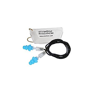 Etymotic Research ER20 High-Fidelity Earplugs (Concerts, Musicians, Airplanes, Motorcycles, Sensitivity and Universal Hearing Protection) - Standard, Clear Stem w/ Blue Tip
