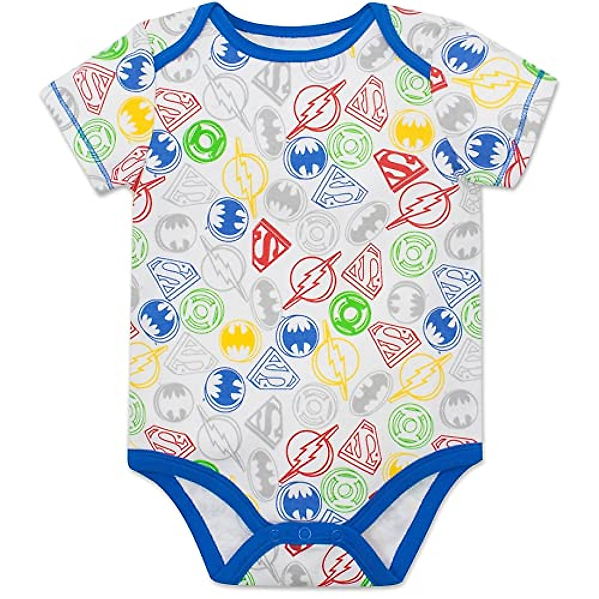 WARNER BROS Justice League Batman Superman The Flash Newborn Baby Boys 5 Pack Cosplay Costume Bodysuits Logo 3-6 Months