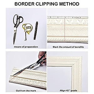 Puoxiuna 1PC Peel and Stick Trim Molding Wallpaper Border Wall Panels 90x3In Foam Molding Trim Self-Adhesive Skirting Line Waterproof 3D Wall Sticker Baseboard Decorative Strips for Bathroom Kitchen