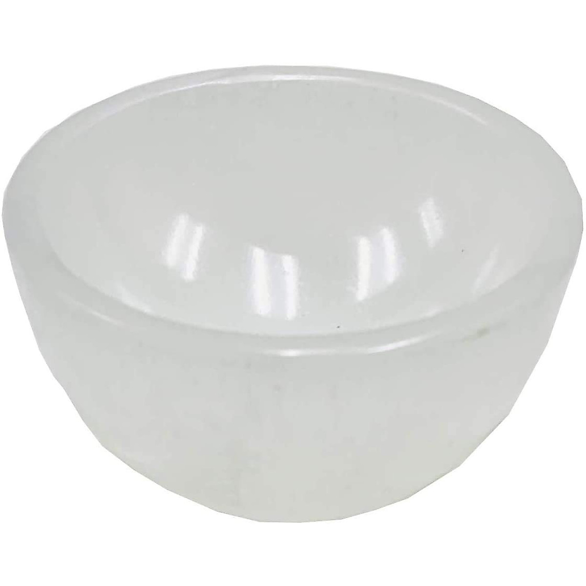 CircuitOffice Carved Selenite Bowl (3.5-4"), Cleanse and Charge Crystals Or Gemstones, for Healing, Metaphysical, Meditation, Wicca, Decoration or Gift