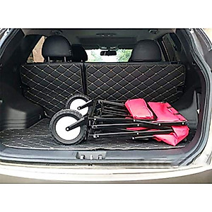 Suuim Folding Wagon with Canopy Collapsible Outdoor Utility Push Cart with Telescopic Push Bar Camping Trolley, Heavy-Duty Wheels with Brakes, Black (B)