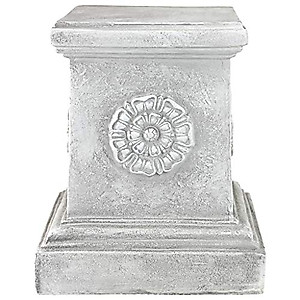 Design Toscano CL5194 English Rosette Sculptural Garden Plinth Base Statuary Pedestal, Large, antique stone