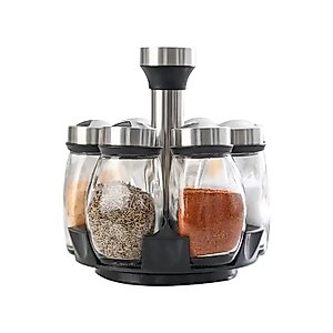 Pantry Cabinet Stainless Steel Black Spice Rack Turntable - Decorative Trays Storage Containers Organizer for Kitchen Cabinet, Snacks, Bathroom (5.4 inches)