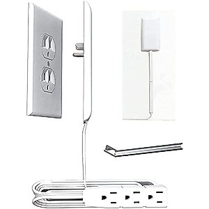 sleek socket Ultra-Thin Pet Proofing Outlet Cover with 3 Outlet Power Strip and Protective Cord Cover Kit, 8-Foot, Universal Size