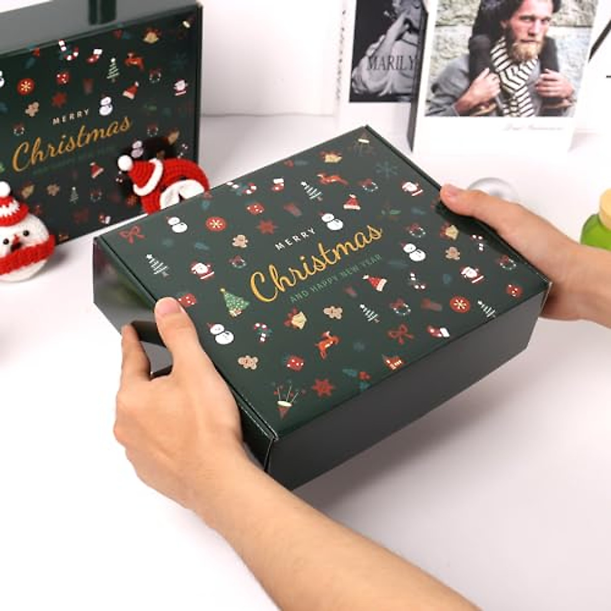 Christmas Shipping Boxes Medium, 10x8x2.8" 30 Pack Merry Christmas Cardboard Boxes, Gift Small Boxes for Shipping Mailing Small Business