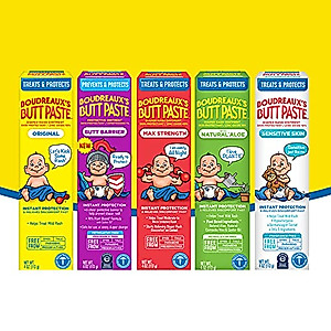 Boudreaux's Butt Paste Diaper Rash Ointment Variety Pack (1-4 oz Maximum Strength, 1-4 oz Natural Aloe)