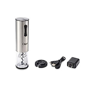 Ozeri Travel Series USB Rechargeable Electric Wine Bottle Opener, Stainless Steel
