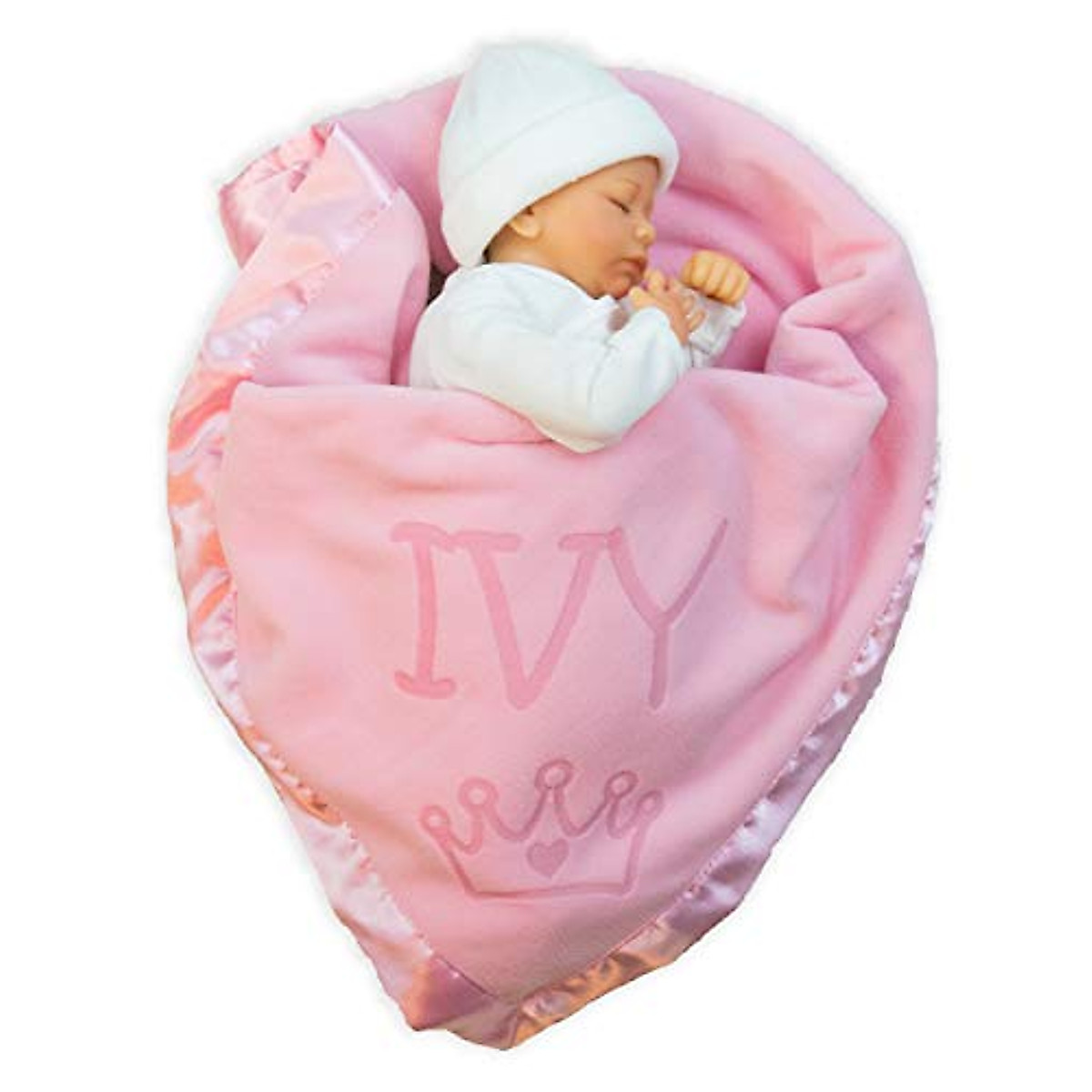 Custom Catch Personalized Princess Baby Blanket for Girl - Newborn or Infant Name Gift - Pink or Blue (1 Text Line)