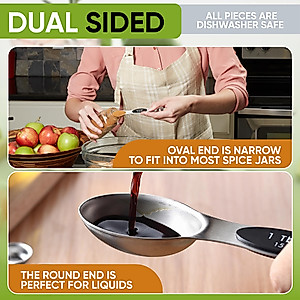 Spring Chef Magnetic Measuring Cups & Spoons Set (Patent Pending), Strong N45 Magnets, Heavy Duty Stainless Steel Fits in Spice Jars for Baking & Cooking, BPA Free, Round Set of 15 with Leveler, Black