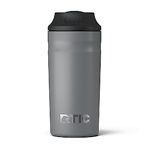 RTIC Can Chiller with Slider Lid, Fits Various Sizes Including 12oz, 16oz, & Slim Cans, Double Wall Vacuum Insulated, Stainless Steel, Sweat Proof, White