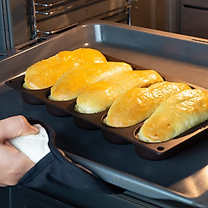 LURCH Germany Hot Dog Buns Mold | Silicone Non-stick Flexiform Baking Pan | 6-inch Hotdog shaped Bread, Rolls, Cake and Eclair Tray | BPA-Free