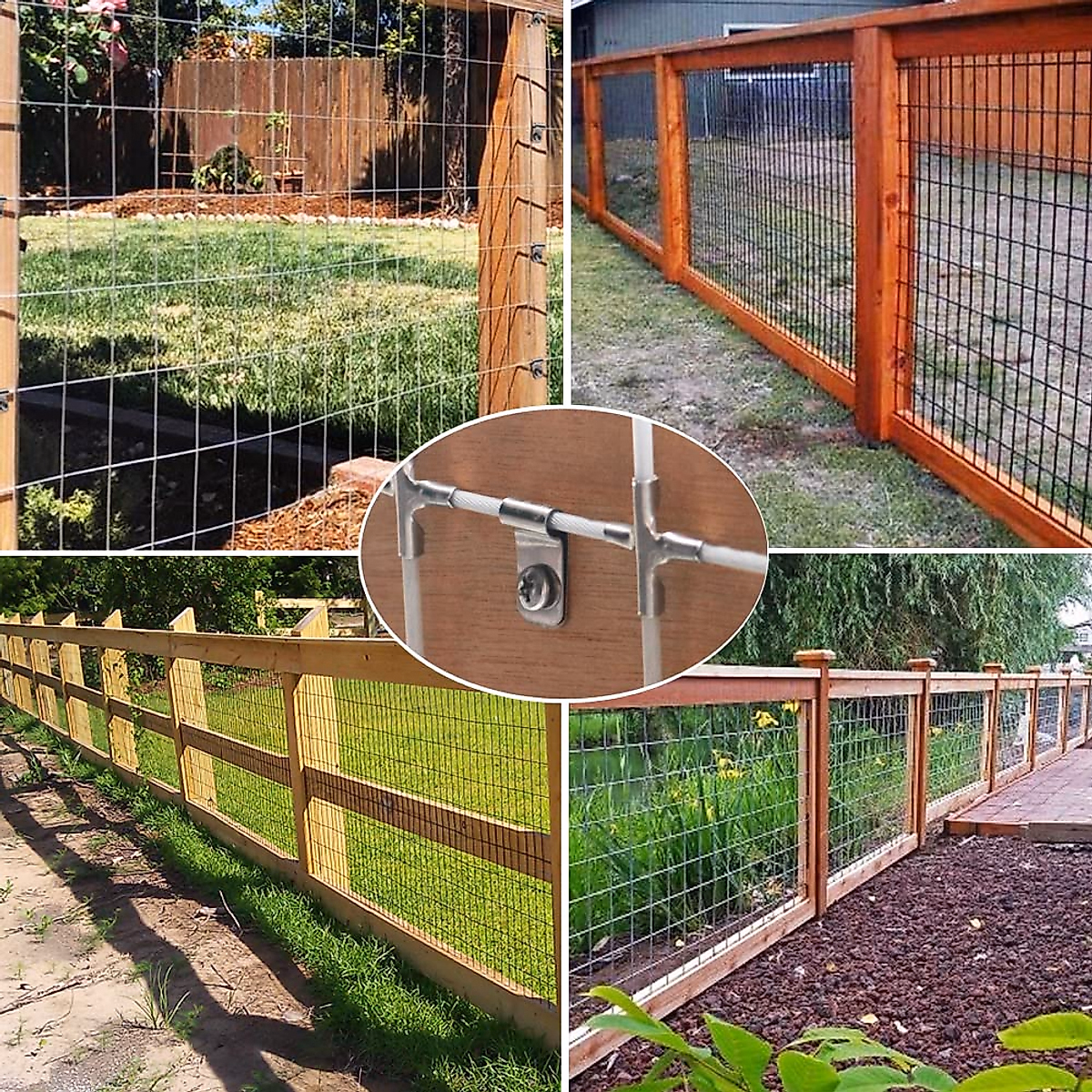 100 Pcs Fence Wire Clamps with 100 Pcs Screws, Stainless Steel Wire Clips Mount Welded Wire to Vinyl, Wood or Metal Fence (for 12-16 Gauge Wire Fencing)