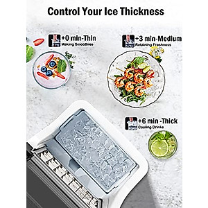 Kndko Ice Makers Countertop,45 lbs/Day/2,000 pcs,2 Way Filling,Self-Cleaning,6 Gears Ice Thickness Control,24H Timer, ice Machine Maker for Home Outdoor RV,Bright Black