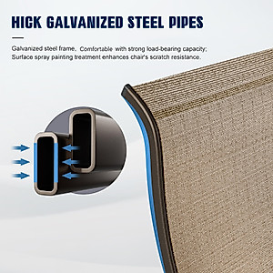 UDPATIO Patio Swivel Dining Chairs Set of 2, Outdoor Dining Chairs High Back with All Weather Breathable Textilene, Metal Rocking Frame for Lawn Garden Backyard, Brown