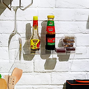 Vinsot 4 Pieces Acrylic Floating Shelves 12 Inch Clear Acrylic Shelf Acrylic Wall Display Shelf 4 mm Thick Invisible Book Shelves for Home Bathroom Office, Transparent, one size