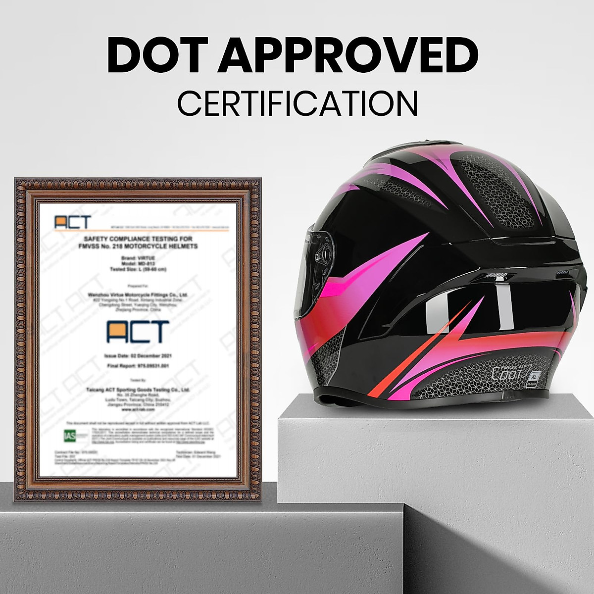 Favoto Full Face Motorcycle Helmet, DOT Approved Lightweight Helmet, Anti-Fog Film Included, cascos para motos for Adults Men Women, Purple
