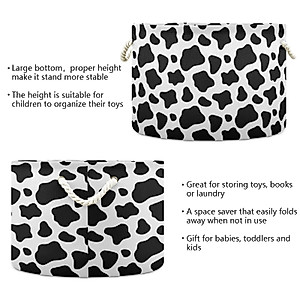 ALAZA Large Round Storage Basket,Black and White Cow PrintToy Basket Nursery Bins & Boxes Laundry Hamper for Bathroom/Bedroom/Home Decor