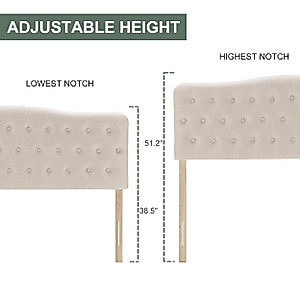 Iroomy Upholstered Queen Headboard, Button Diamond Tufted Headboard with Adjustable Height and Solid Wood Leg, Linen Fabric Padded Headboard for Queen Size Bed, Mordern Head Board, Beige