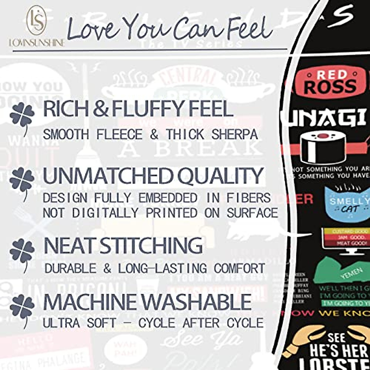 LOVINSUNSHINE Friends Tv Show Blanket Friends Tv Show Gifts Merchandise Sherpa Fleece Throw Blanket (60x50)