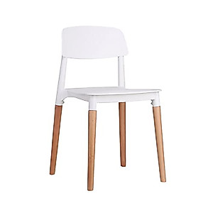 Porthos Home Clyde Dining Chairs Set of 4 with Waterproof and Stain-Resistant PP Plastic Back, Seat and Legs with Woody Accents (Space-Saving Stackable Design for Dining Rooms