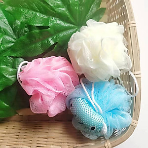 Loofah Sponge,3 Pack Shower Sponge,Mesh Brush Luffa Body Scrubber Gift for 2-14 Year Old Boy and Girl,Bath Toy Gift for Kid,Baby Shower Essential Skin Care, Soft Bathing Accessories