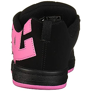 DC Unisex-Child Court Graffik Low Top Skate Shoe Sneaker, Black/Pink, 2 M M US Big Kid